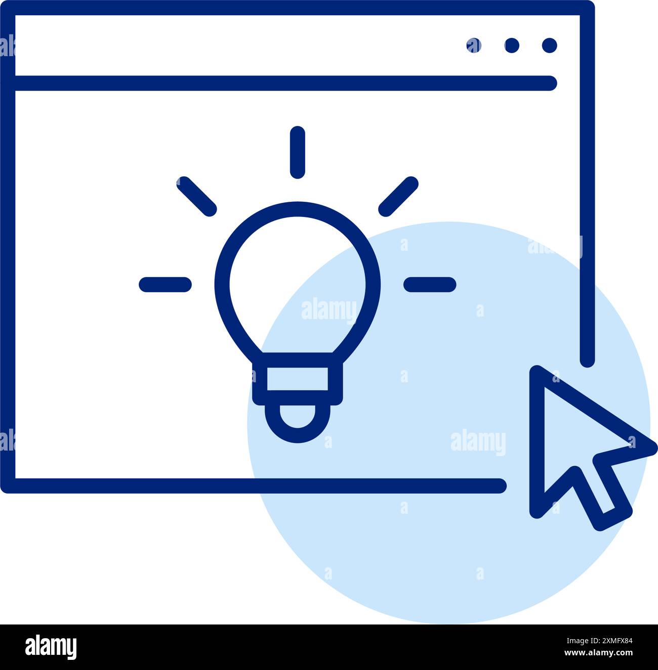 Web page in browser, light bulb and mouse click. Innovation in web ...