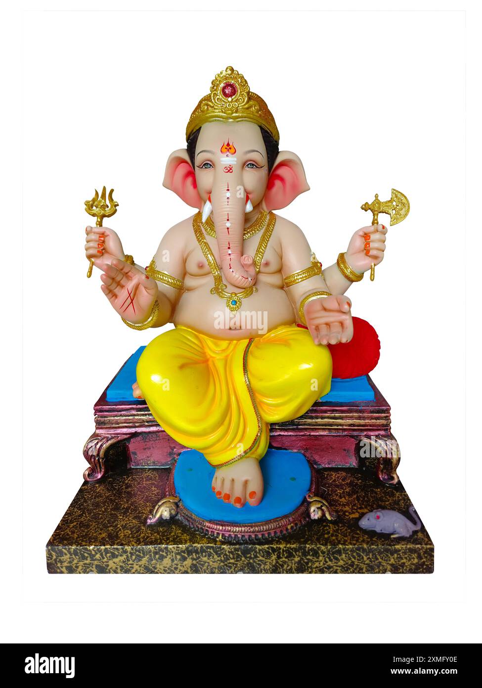 Hindu God Ganesha on white background, Ganesha Idol. Ganesh festival ...