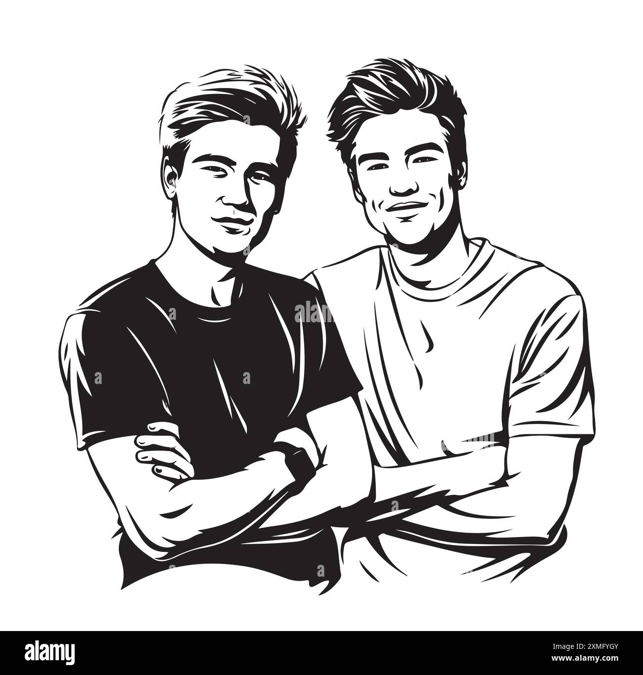 The two friends . Friendship of two boys. hand drawn style vector ...