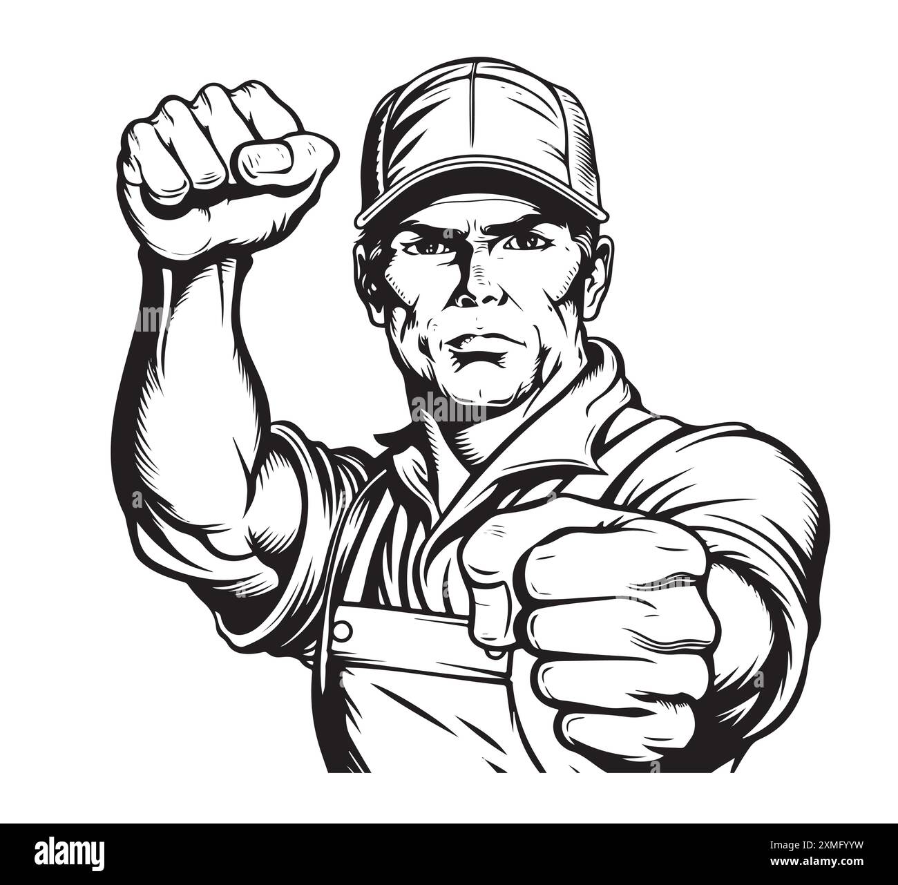 a construction worker face sketch vector illustration Stock Vector ...