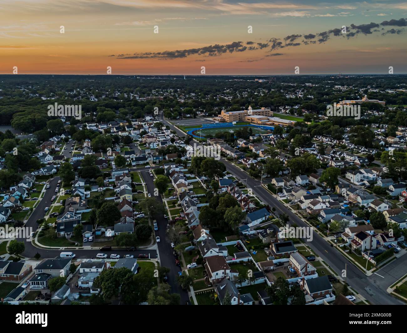 An aerial view of a residential neighborhood in Valley Stream village ...
