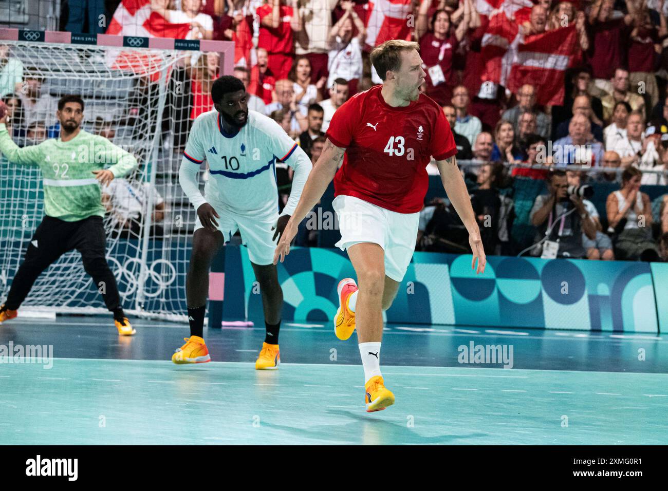 Paris, France. 27th July 2024. Simon Pytlick (Denmark), Handball, Men's ...