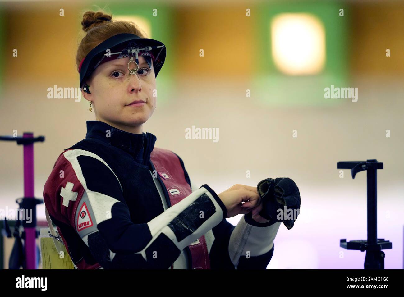 Switzerland's Nina Christen gestures before the 10m air rifle women's ...
