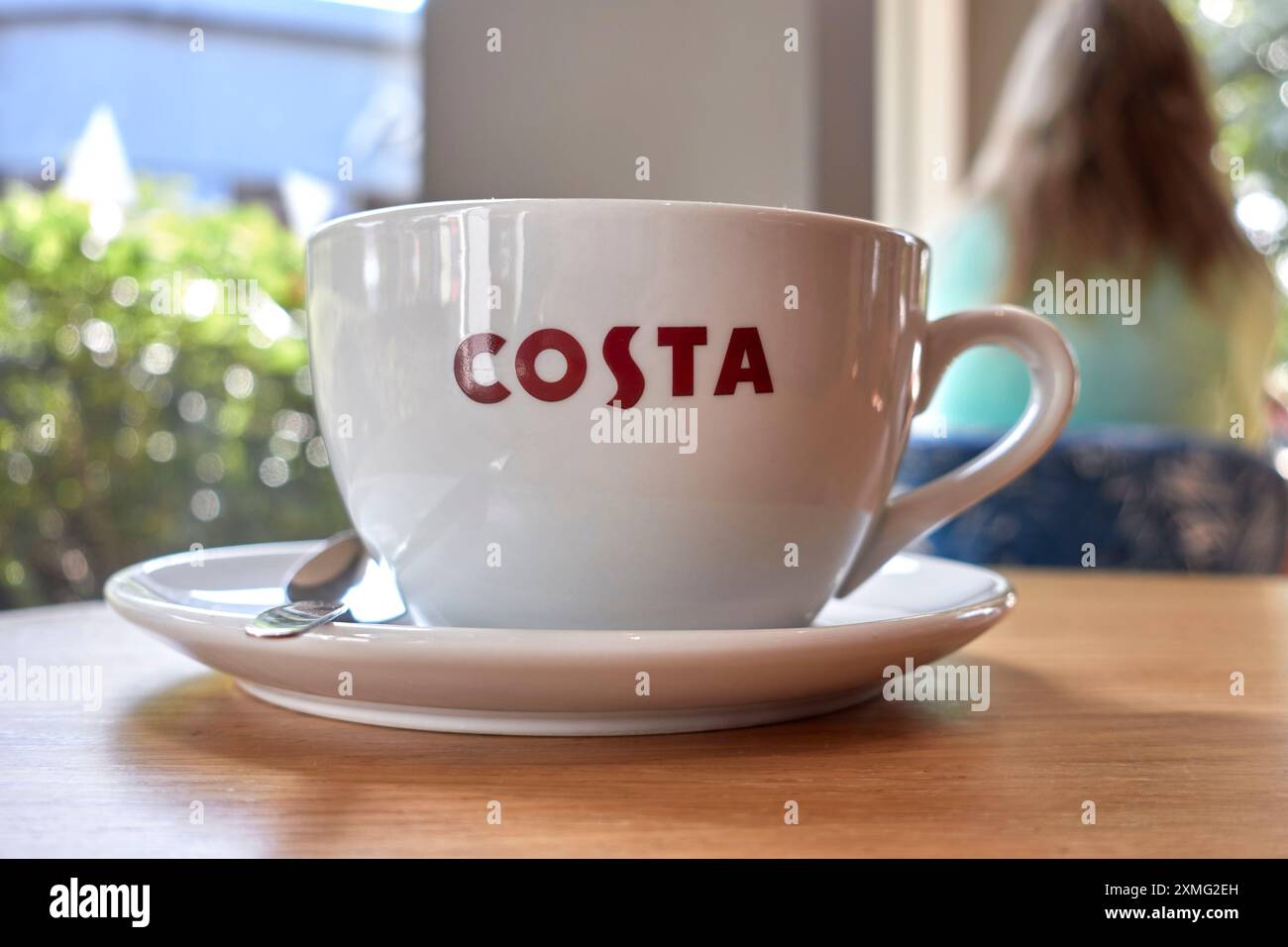 Costa Coffee cup on a table at the Costa Coffee cafe, Maybird Center ...