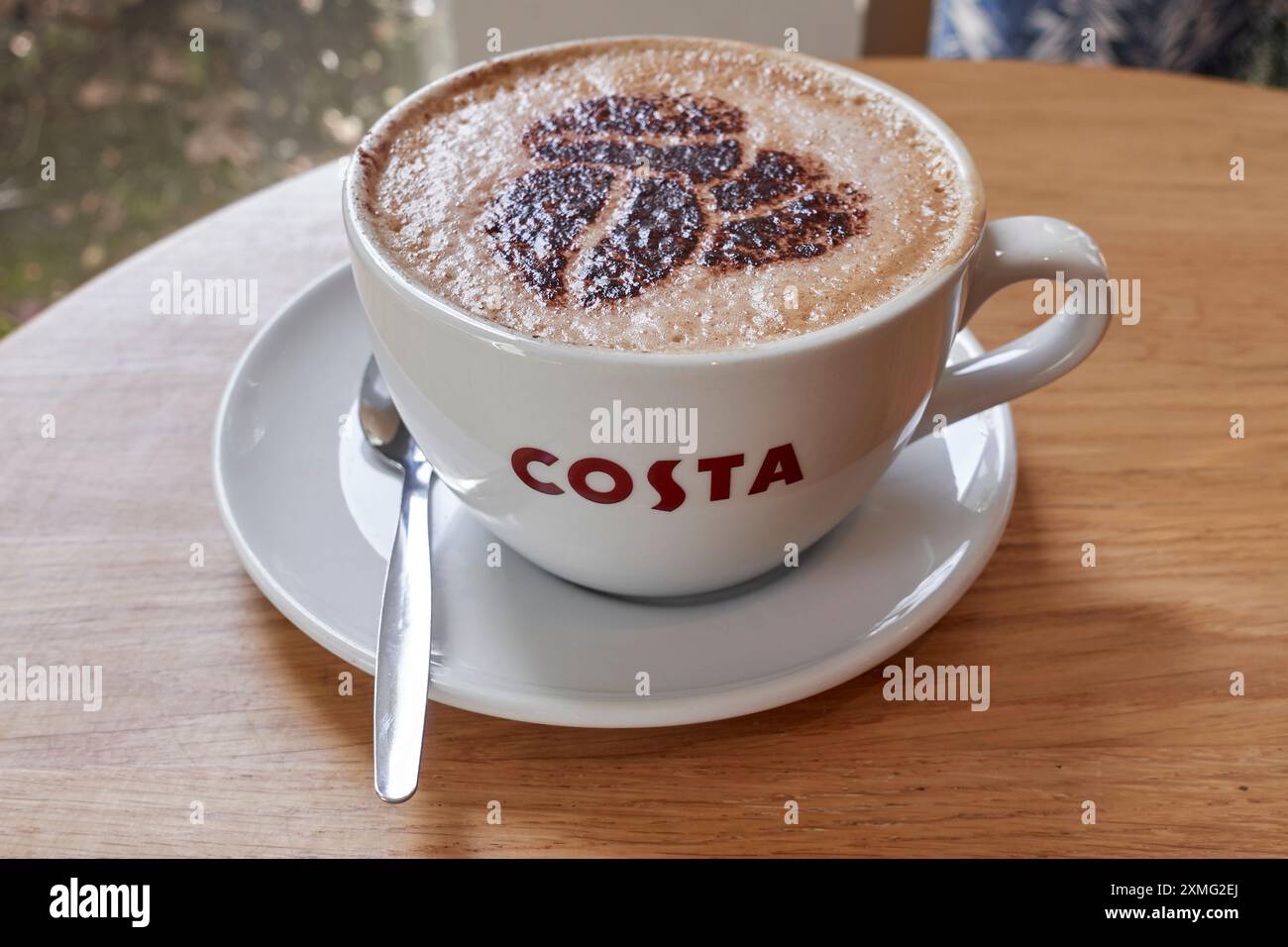 Costa Coffee cup on a table at the Costa Coffee cafe, Maybird Center ...