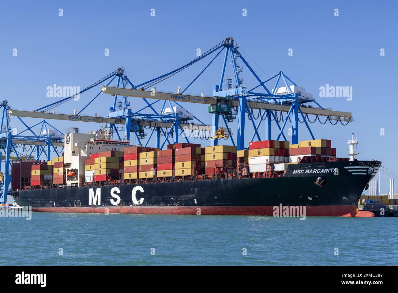 Le Havre, France - View on the container ship MSC MARGARITA alongside ...