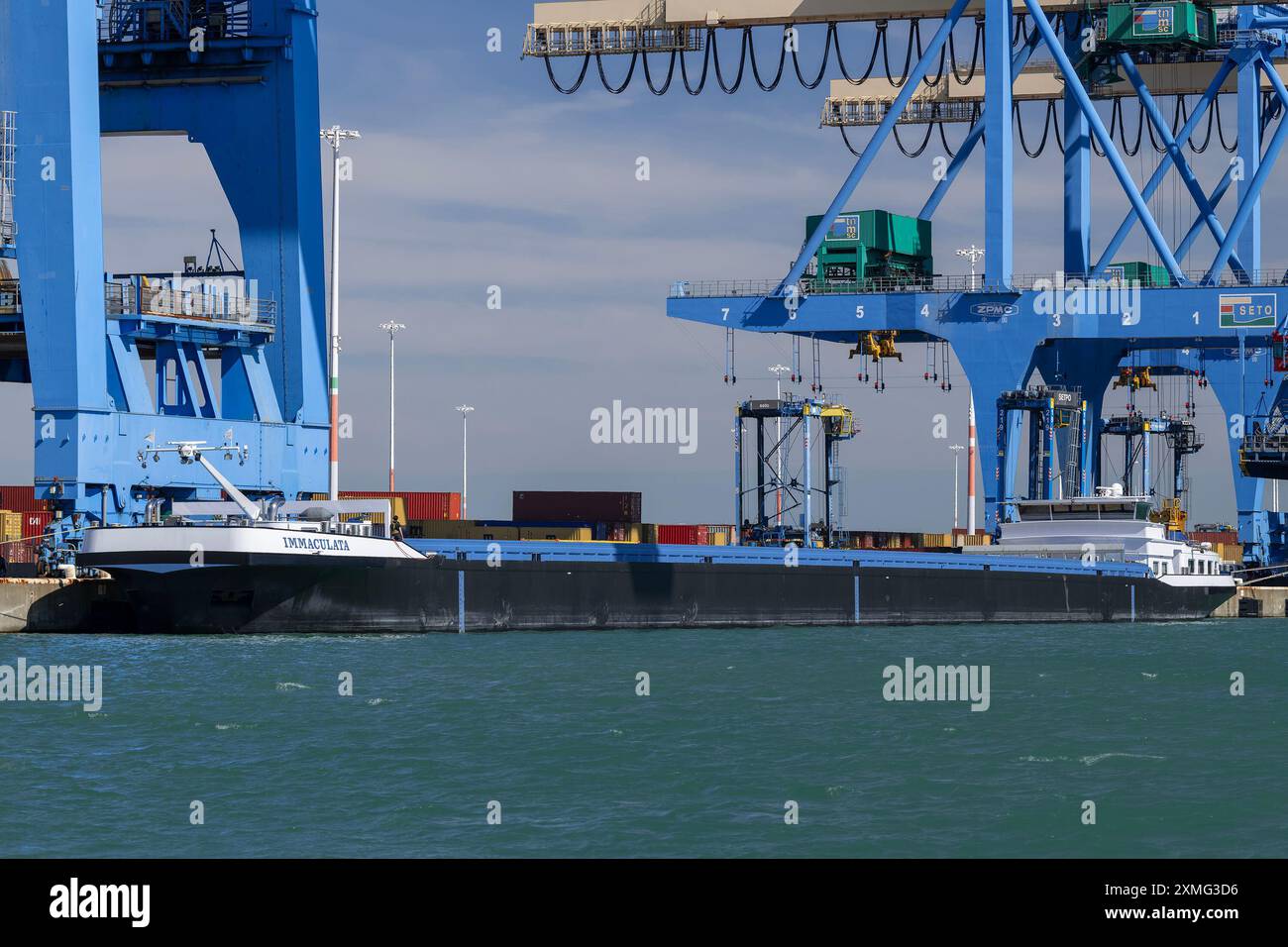 Le Havre, France - View on the inland container ship IMMACULATA ...