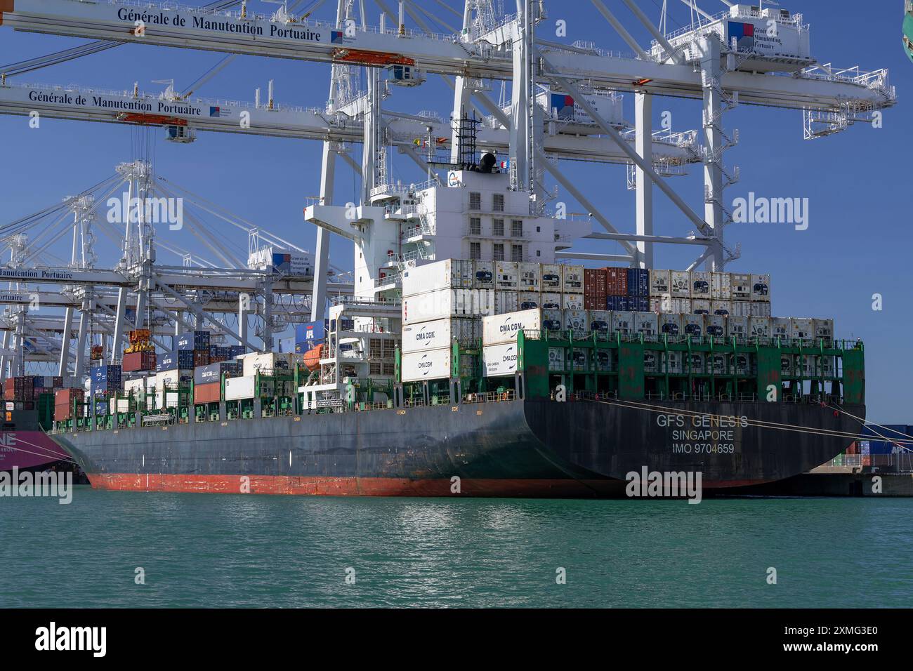 Le Havre, France - View on the container ship GFS GENESIS alongside at ...