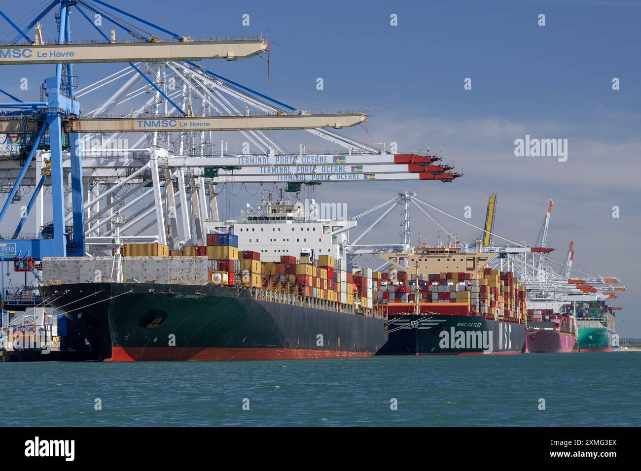 Le Havre, France - View on the container ship MSC GREENWICH alongside ...