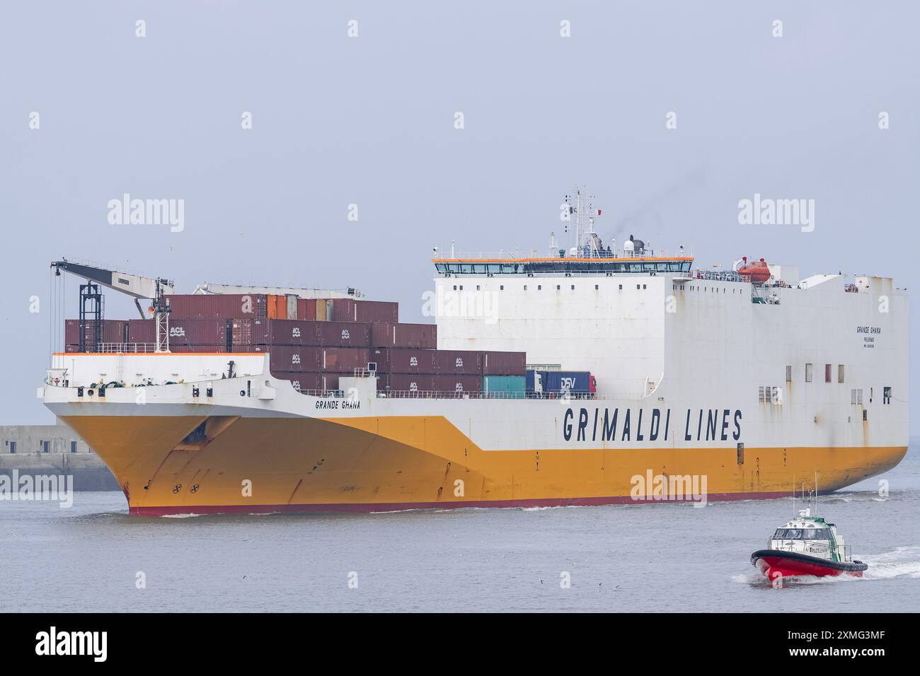 Le Havre, France - View on the Ro-Ro cargo ship GRANDE GHANA arriving ...