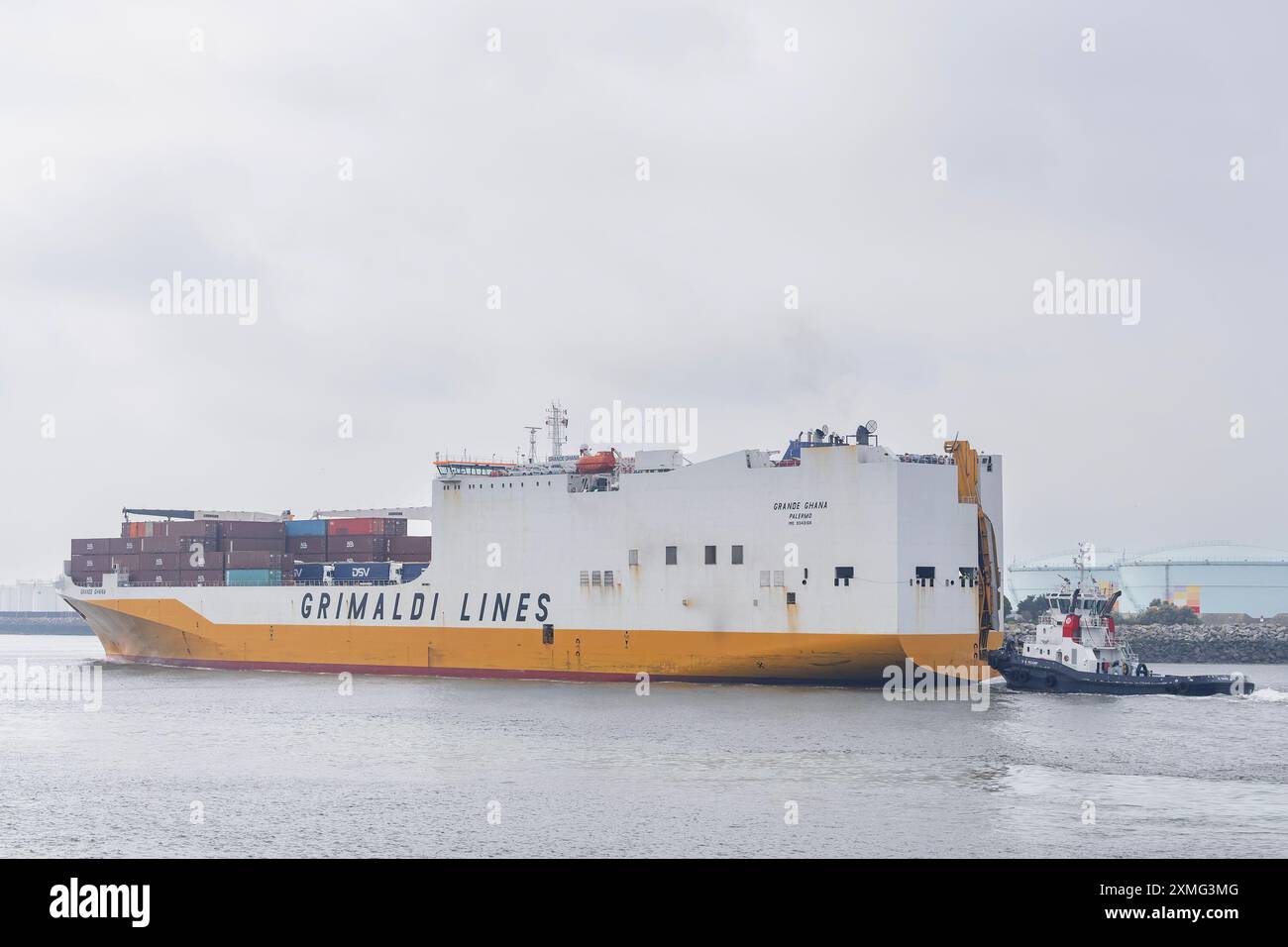 Le Havre, France - View on the Ro-Ro cargo ship GRANDE GHANA arriving ...