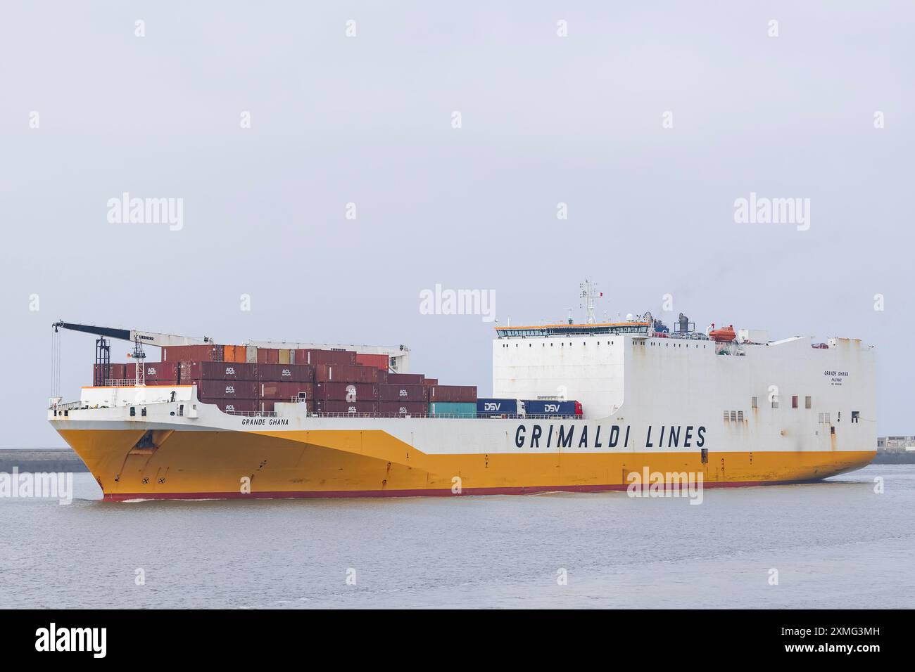 Le Havre, France - View on the Ro-Ro cargo ship GRANDE GHANA arriving ...