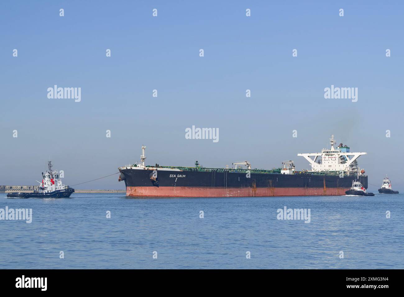 Le Havre, France - View on the oil tanker SEA CALM arriving port of Le ...