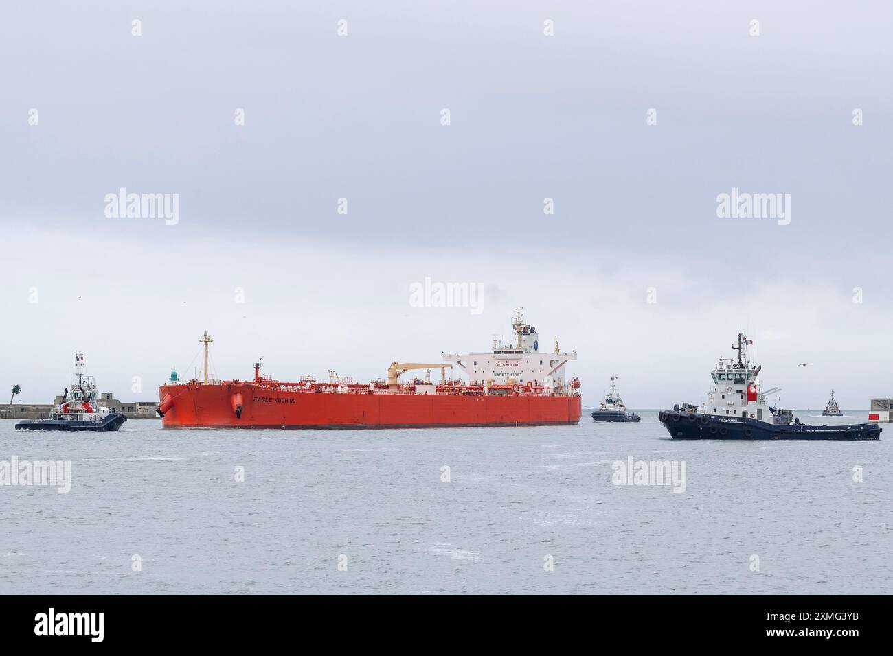 Le Havre, France - View on the oil tanker EAGLE KUCHING arriving port ...