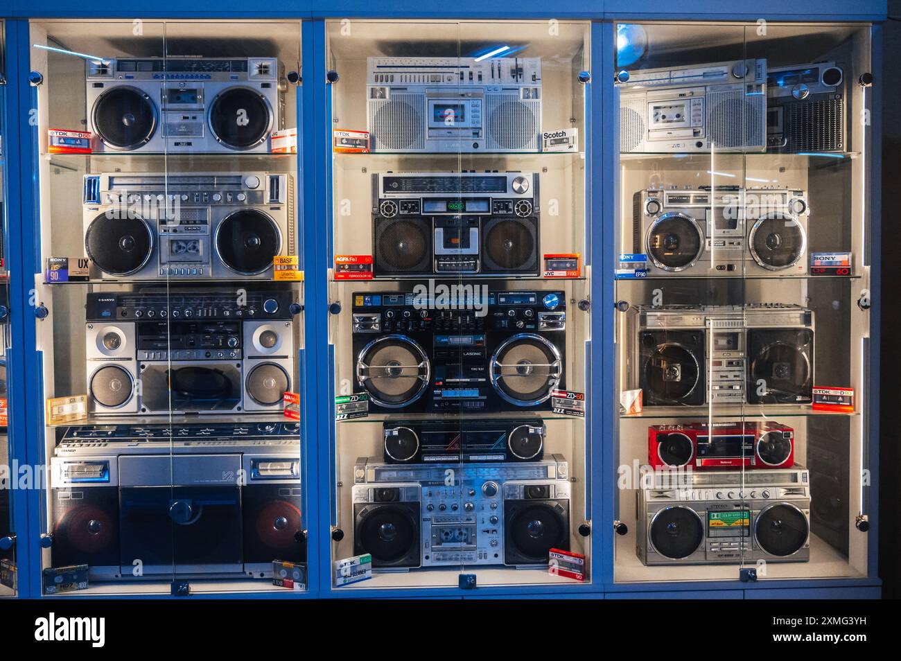 collection of classic retro Japanese cassette recorders, portable ...