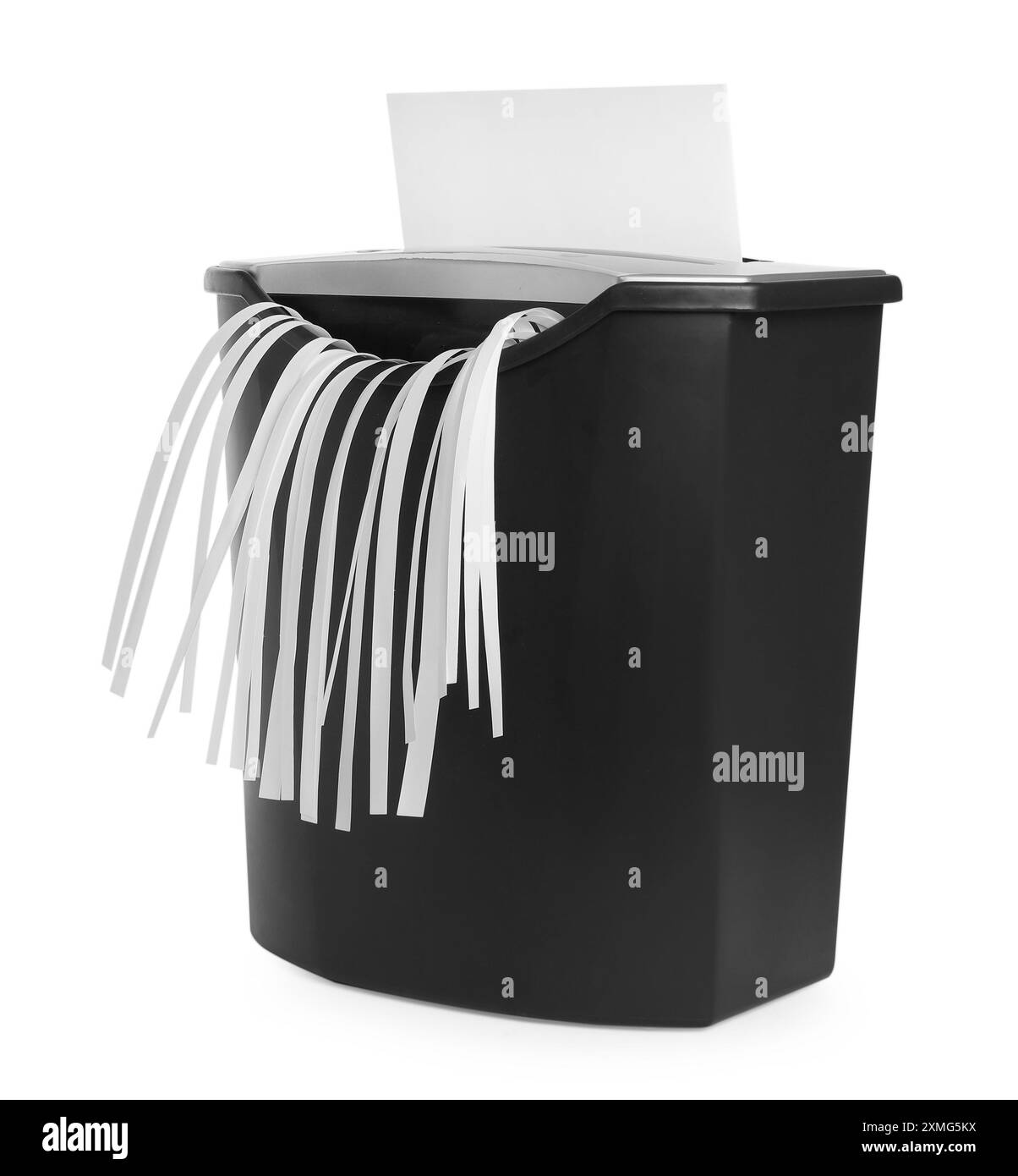 Destroying sheet of paper with shredder on white background Stock Photo ...