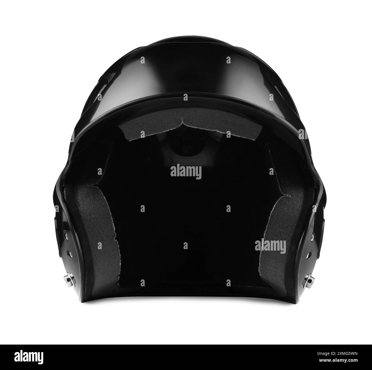 One black baseball helmet isolated on white Stock Photo - Alamy