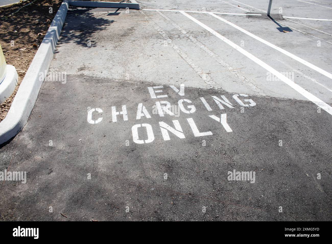A view of a parking lot stall designated for EV Charging Only Stock ...