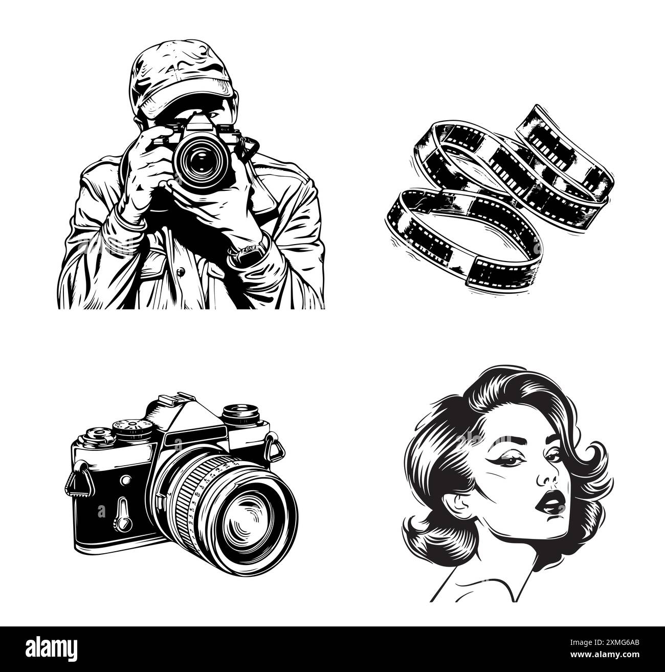 Symbols of Photographer Day set. model and camera Stock Vector Image ...
