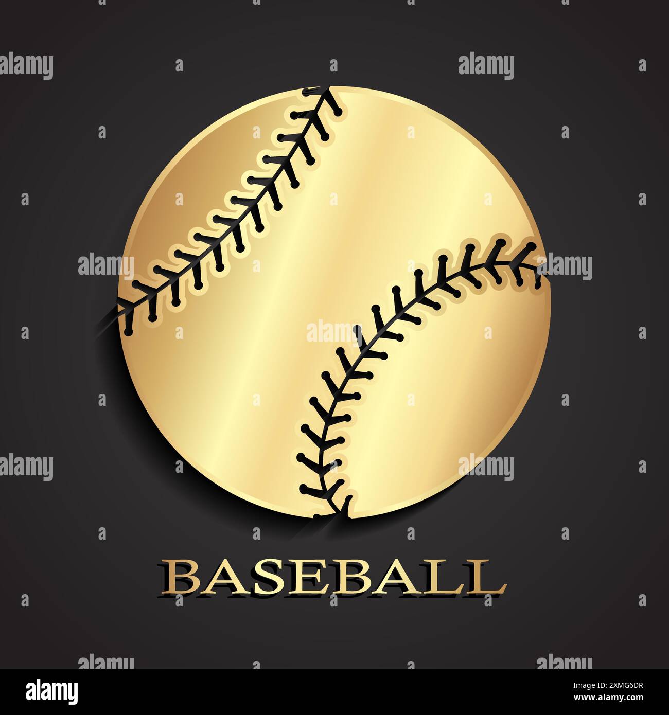 3d golden shiny metal baseball ball shape logo Stock Vector Image & Art ...