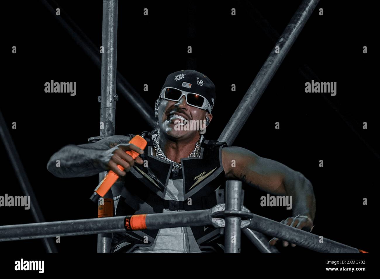 Singer Feid during a performance at the Estadio Cívitas Metropolitano ...