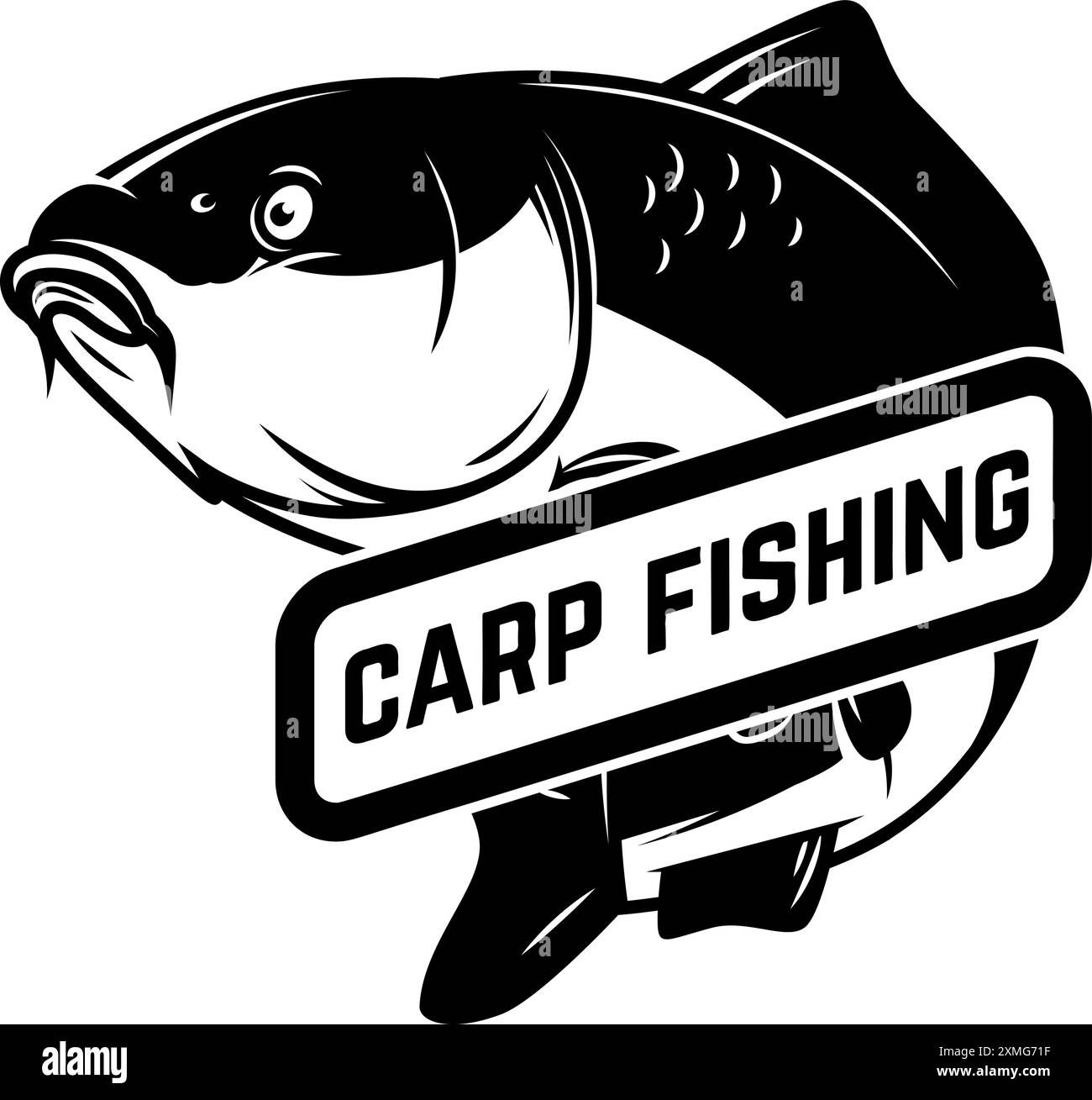 Carp fishing. Emblem template with carp fish. Design element for logo ... Carp fishing. Emblem template with carp fish. Design element for logo ...
