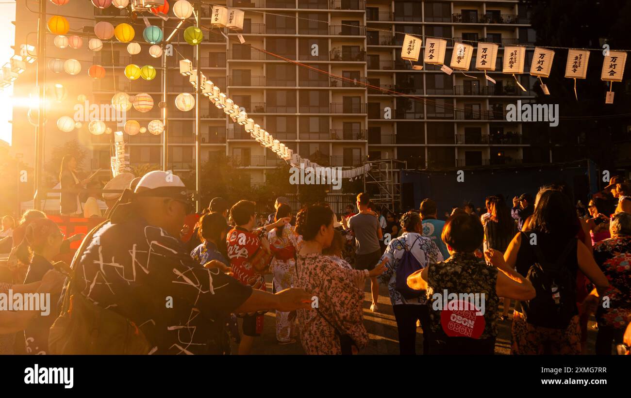 Los Angeles, USA. 27th July, 2024. People dancing Bon Odori around a ...