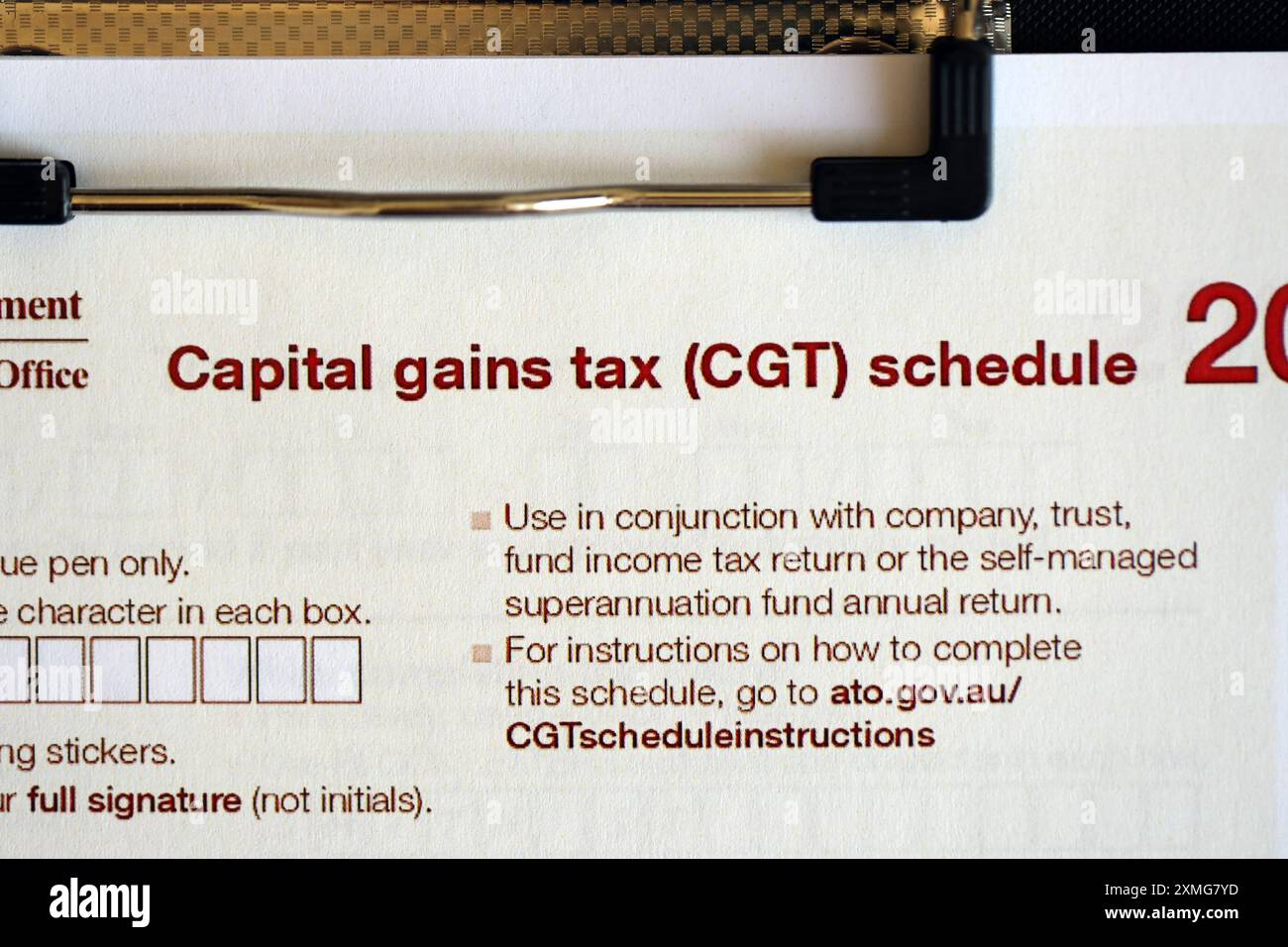 KYIV, UKRAINE - JULY 10, 2024 Australian Capital Gains Tax CGT Schedule ...