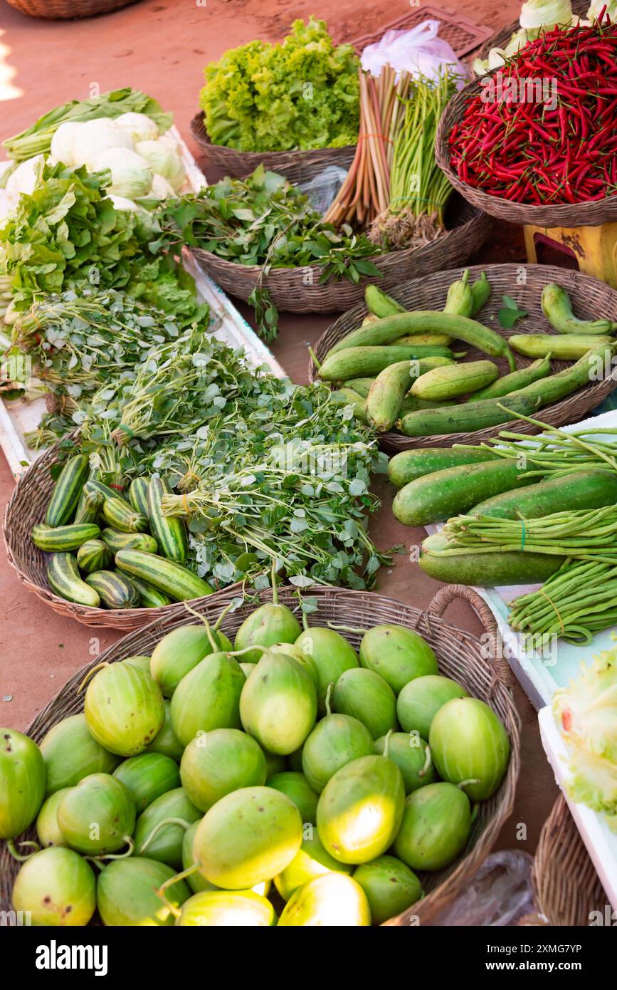 Fruits and vegetables on local market in Cambodia Stock Photo - Alamy