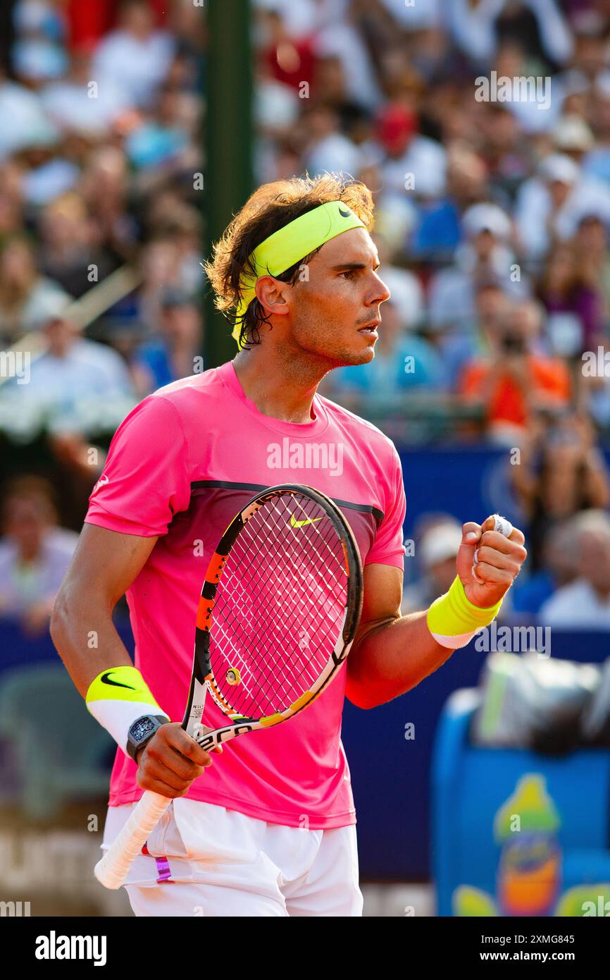 Rafa Nadal (Spain) celebrating during an ATP Tournament on clay court ...