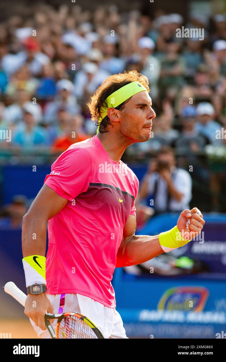 Rafa Nadal (Spain) celebrating during an ATP Tournament on clay court ...