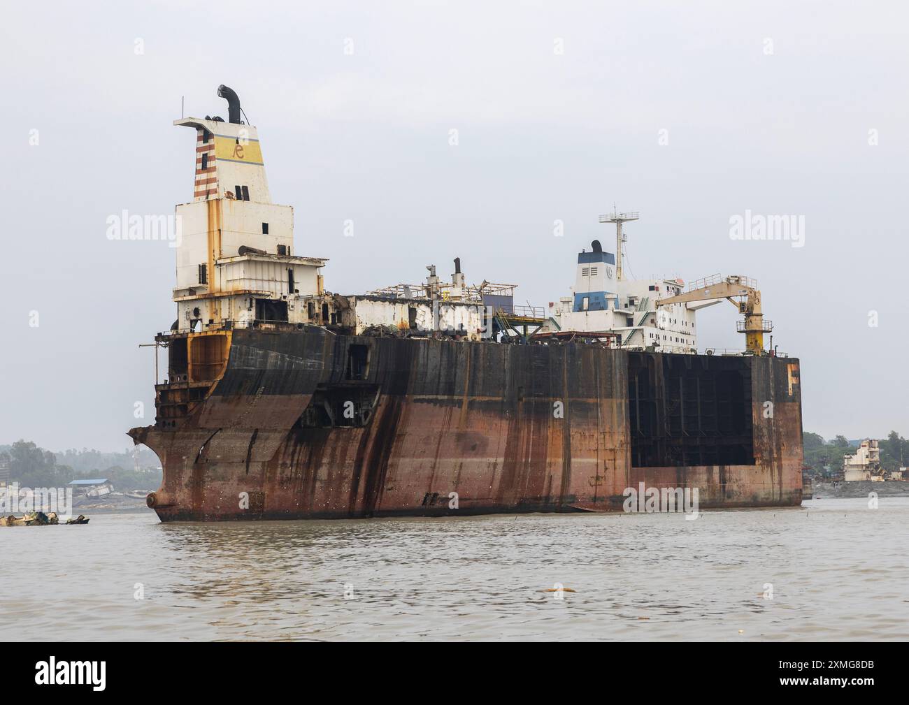 Ship being broken up in the ship breaking yard, Chittagong Division ...