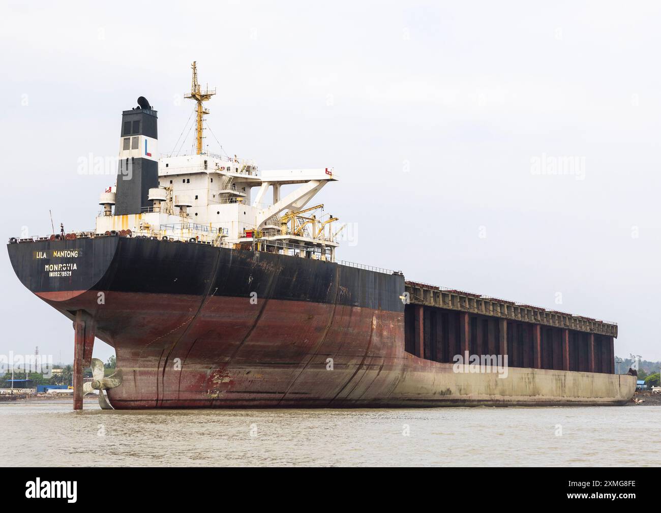 Ship being broken up in the ship breaking yard, Chittagong Division ...
