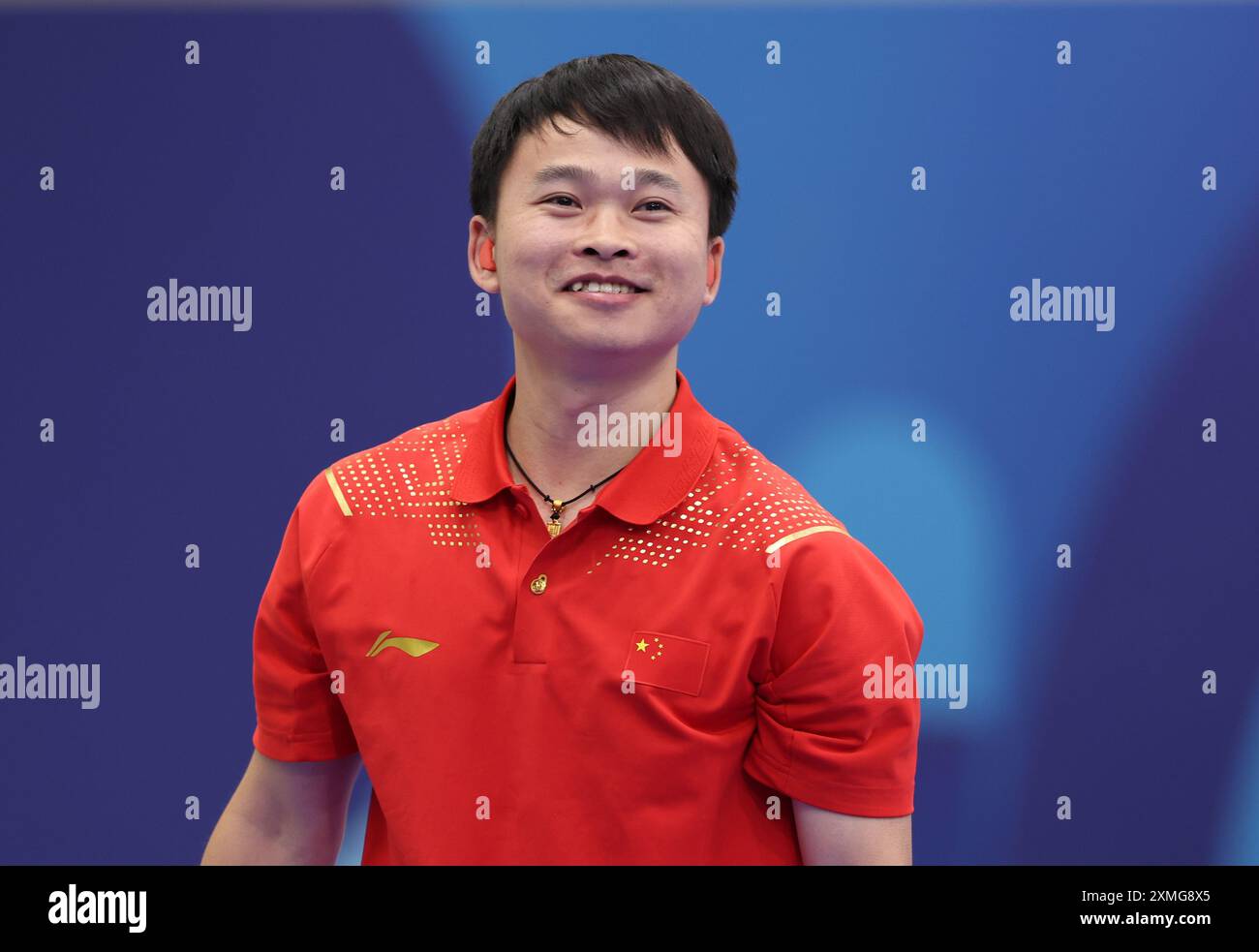 Chateauroux, France. 28th July, 2024. Xie Yu of China celebrates after ...