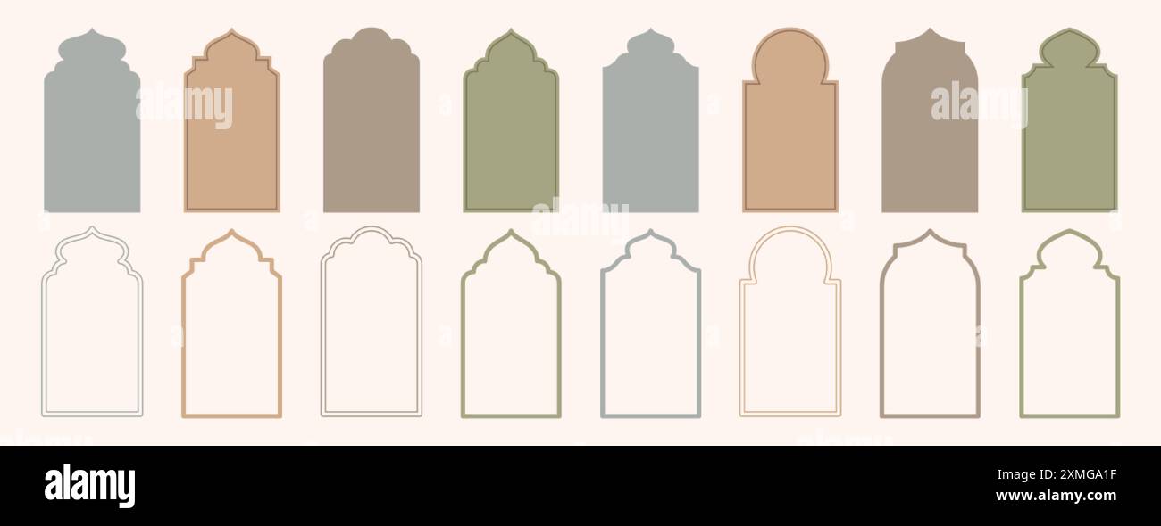 Old islamic window shape in oriental style. Arabic frames or arabian ...