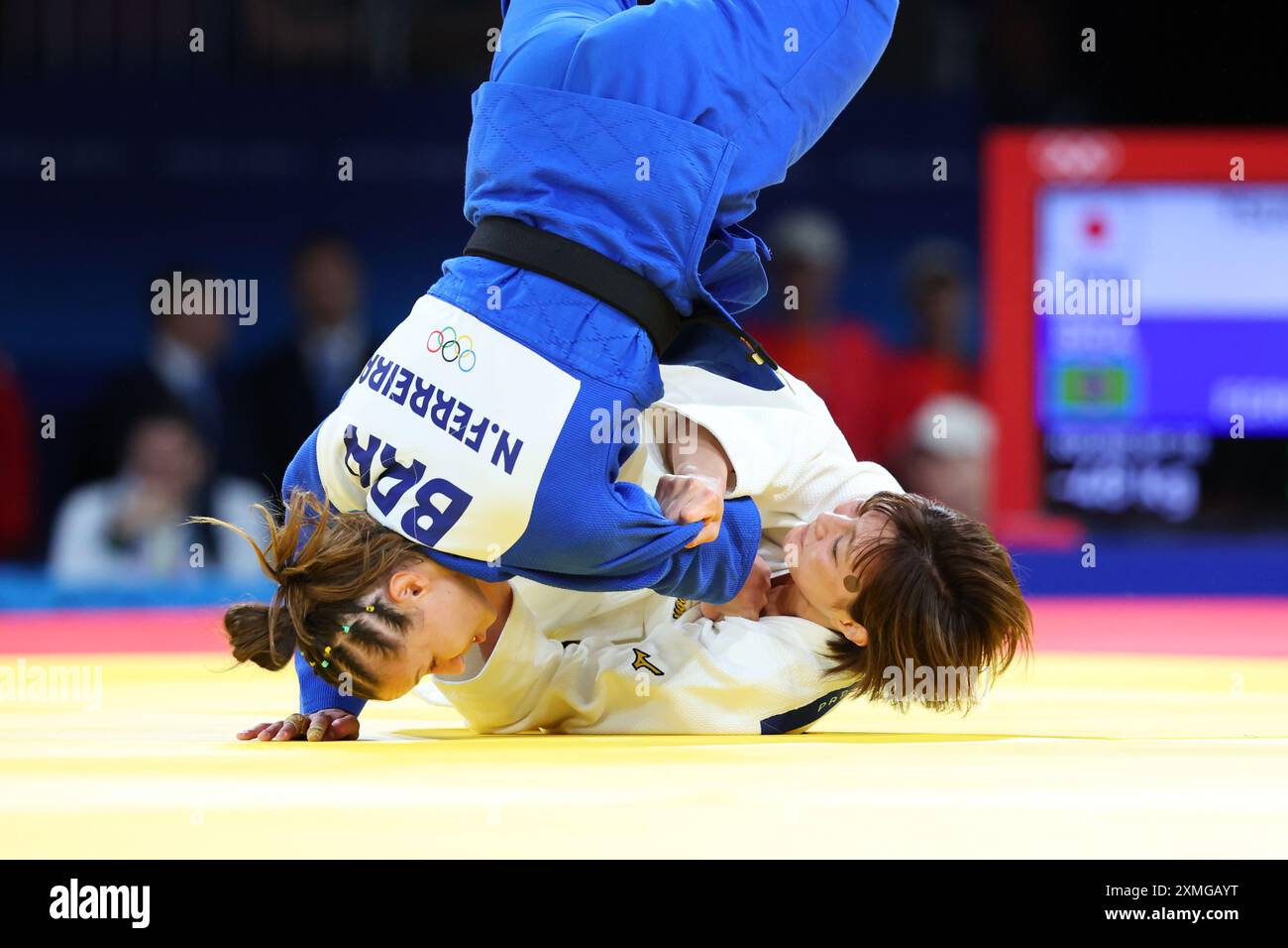 Paris, France. 27th July, 2024. (L-R) Natasha Ferreira (BRA), Natsumi Tsunoda (JPN) Judo : Women ...
