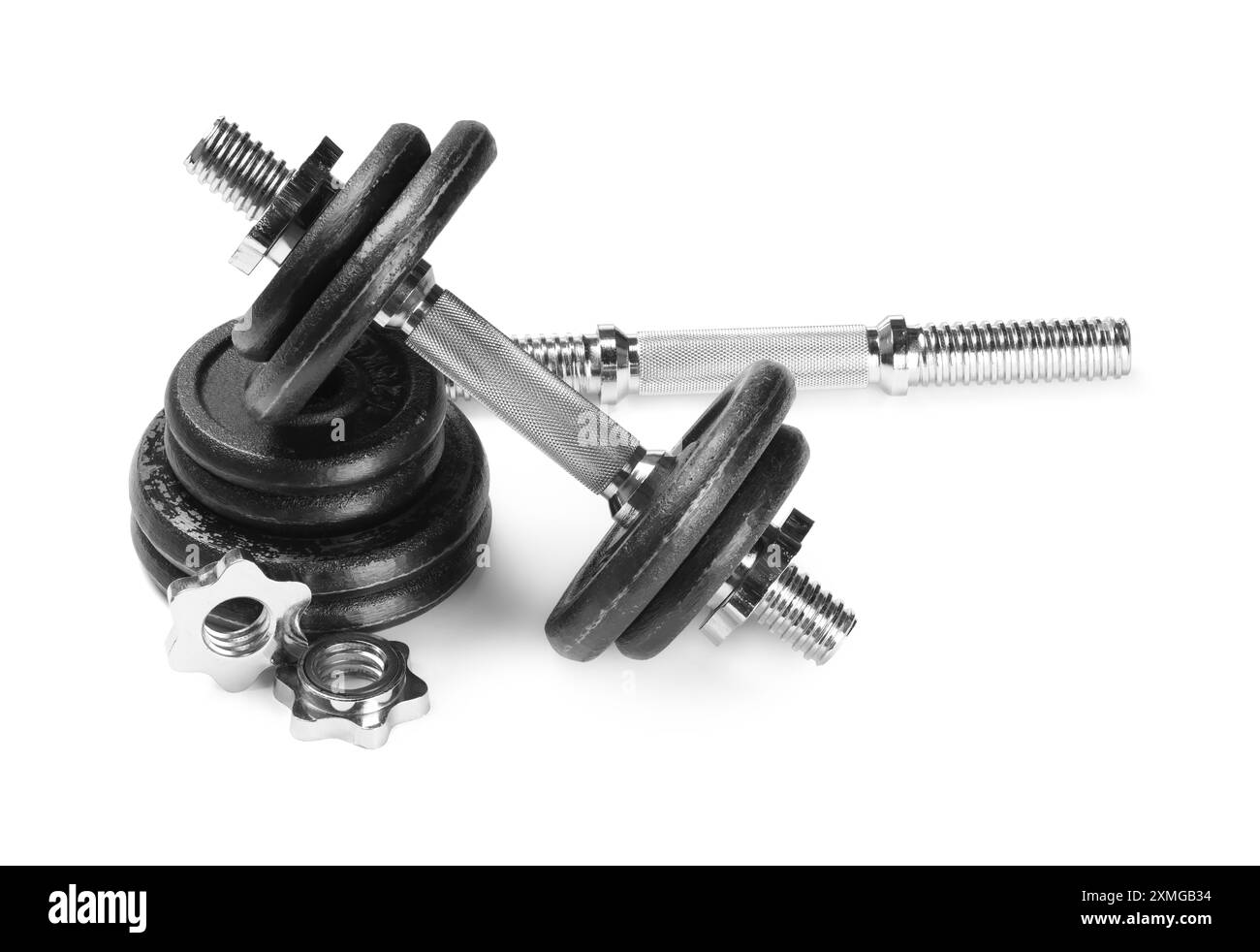 Barbell and parts of one isolated on white Stock Photo - Alamy