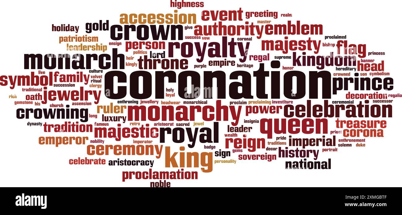 Coronation word cloud concept. Collage made of words about coronation ...