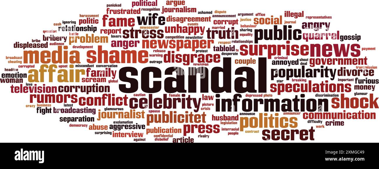 Scandal word cloud concept. Collage made of words about scandal. Vector ...