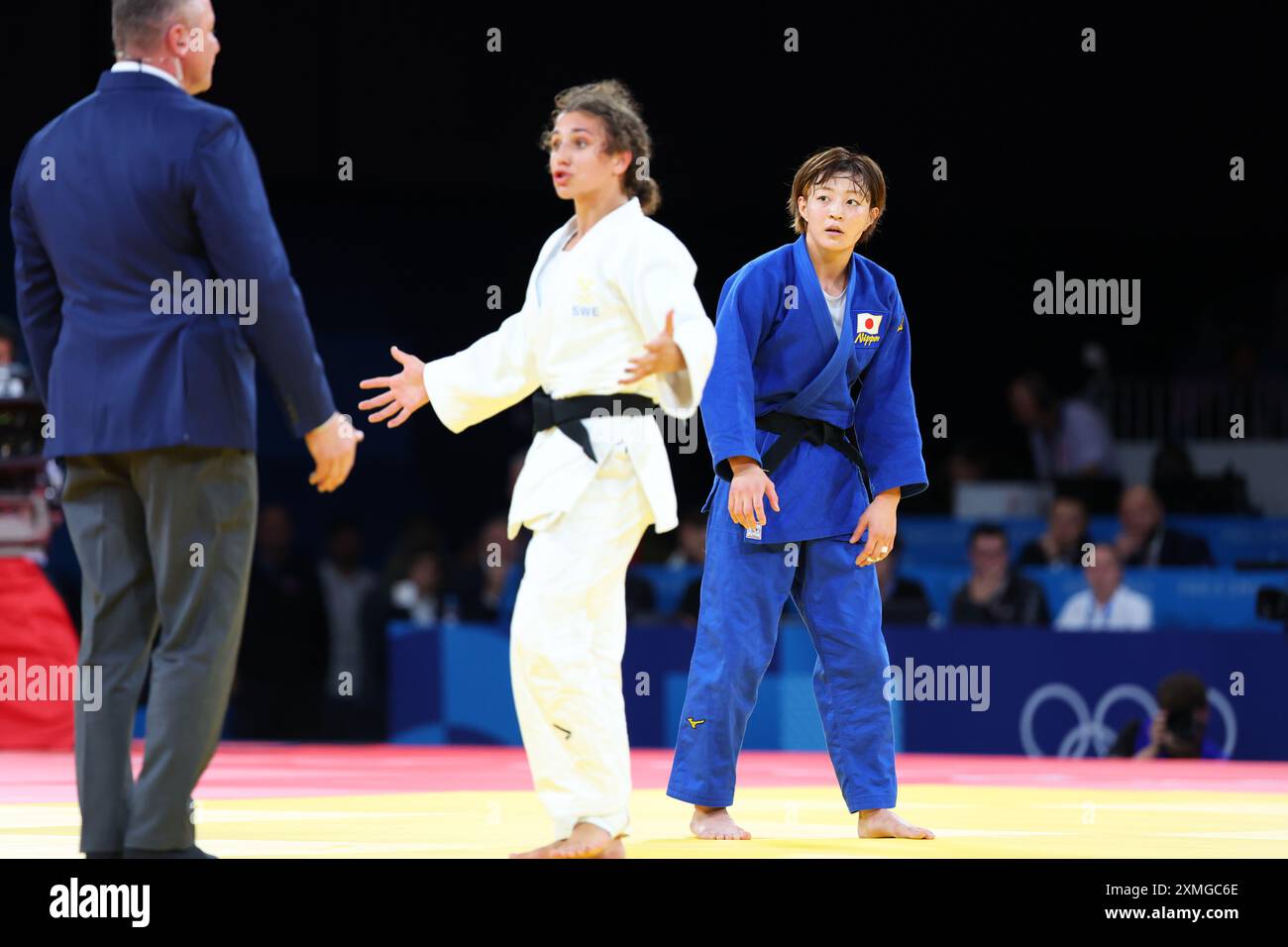 Paris, France. 27th July, 2024. (L-R) Tara Babulfath (SWE), Natsumi Tsunoda (JPN) Judo : Women's ...