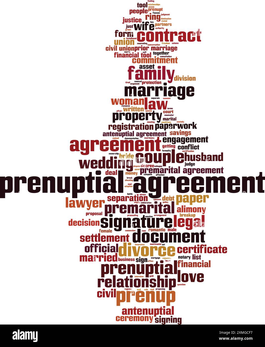Prenuptial agreement word cloud concept. Collage made of words about ...