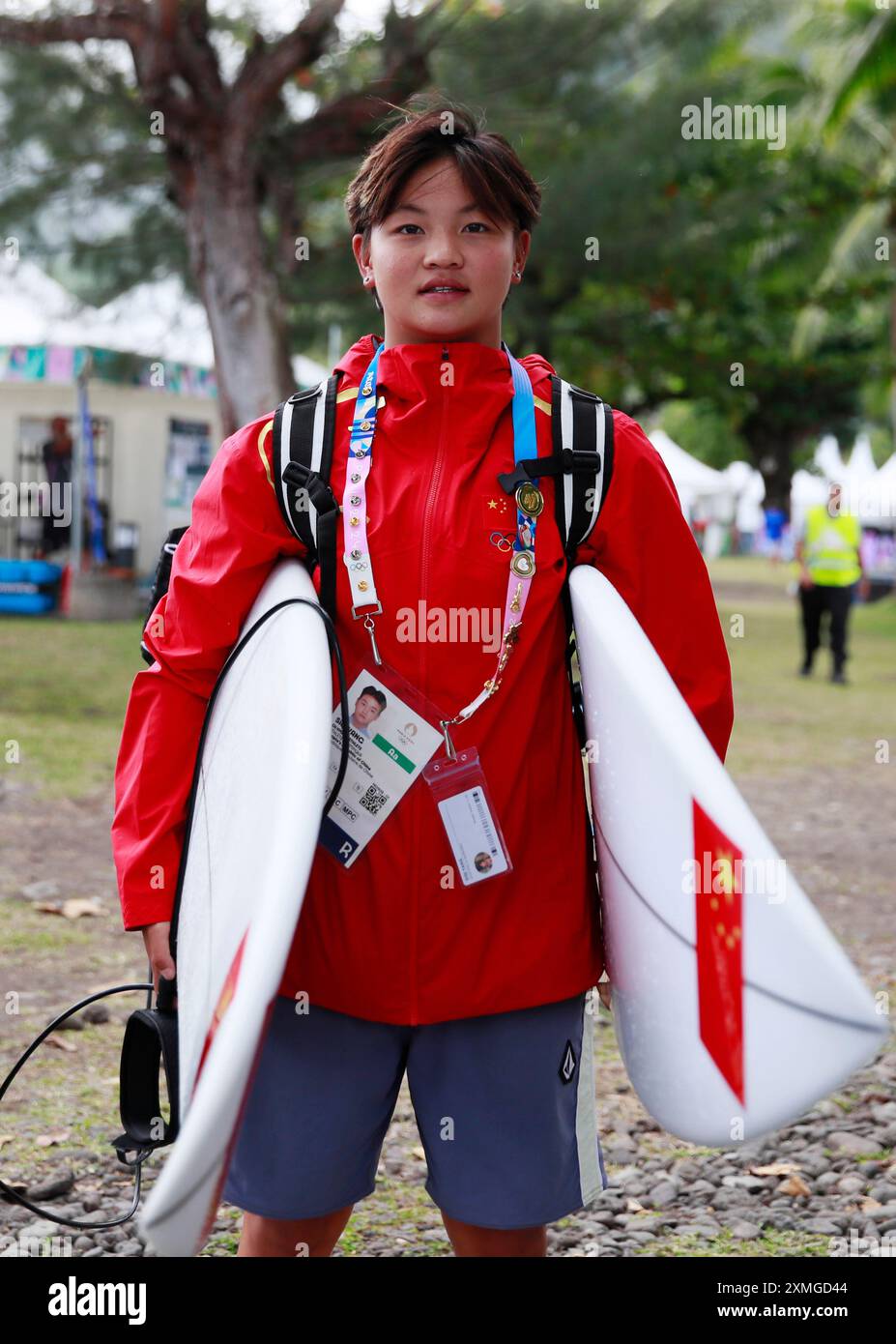 Tahiti, French Polynesia. 27th July, 2024. Yang Siqi of China is seen ...
