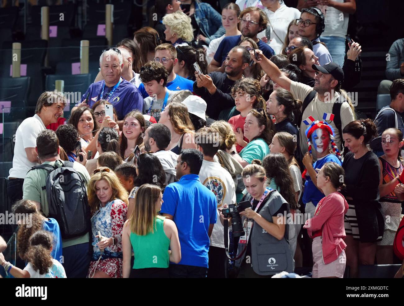 Tom Cruise with spectators at the Bercy Arena, on the second day of the ...