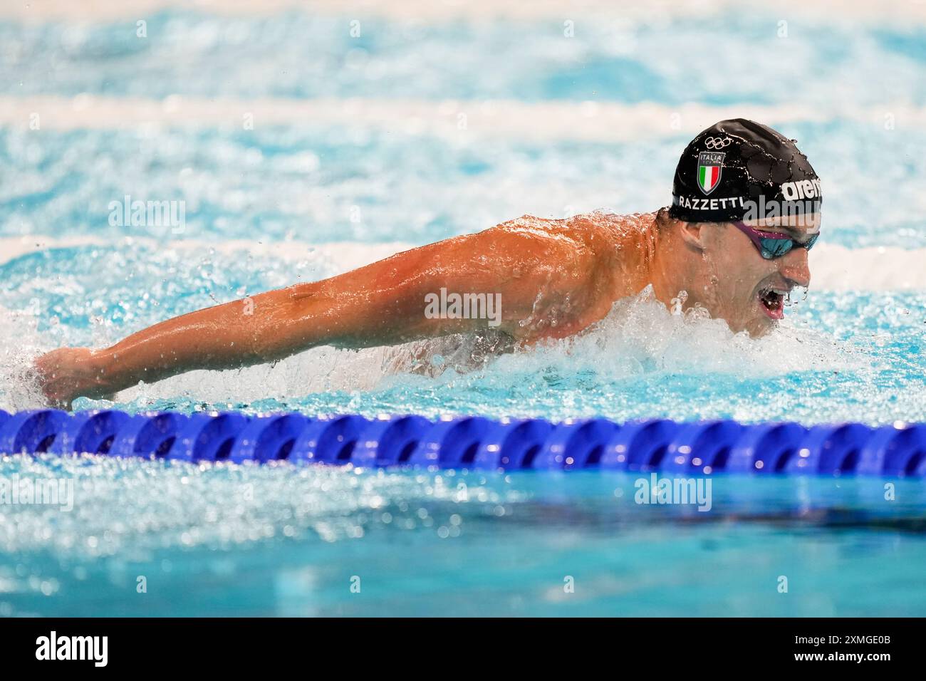 Alberto Razzetti, of Italy, competes during a heat in the men's 400 ...