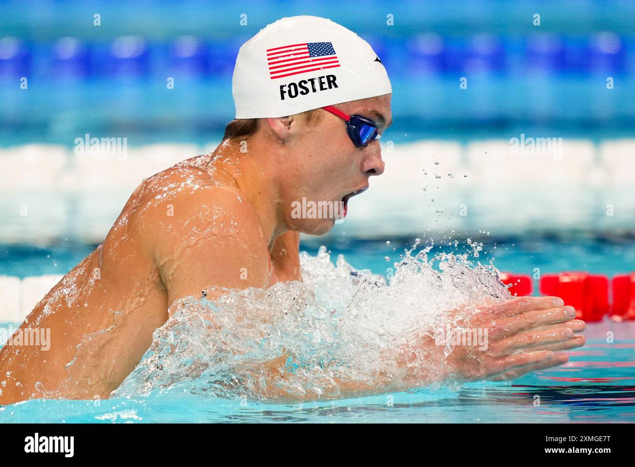 Carson Foster, of the United States, competes during a heat in the men ...