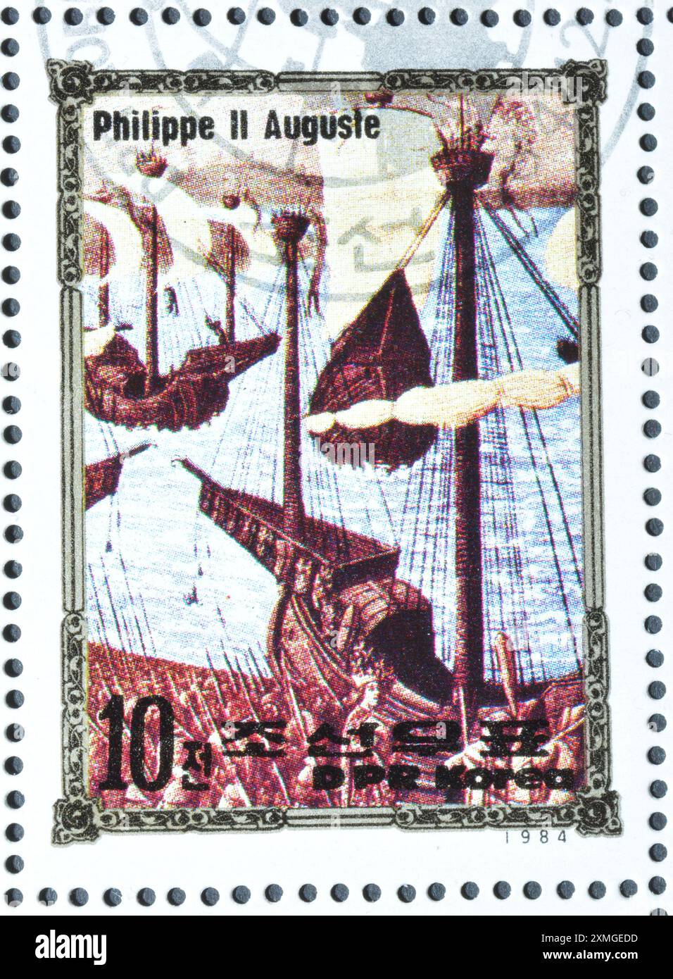 Cancelled postage stamp printed by North Korea, that shows Portraits of ...