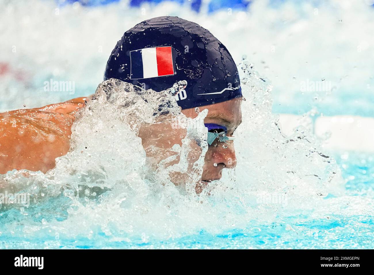 Leon Marchand, of France, competes during a heat in the men's 400-meter ...