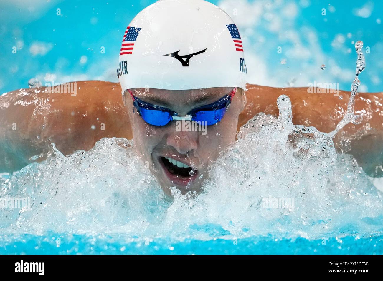Carson Foster, of the United States, competes during a heat in the men ...