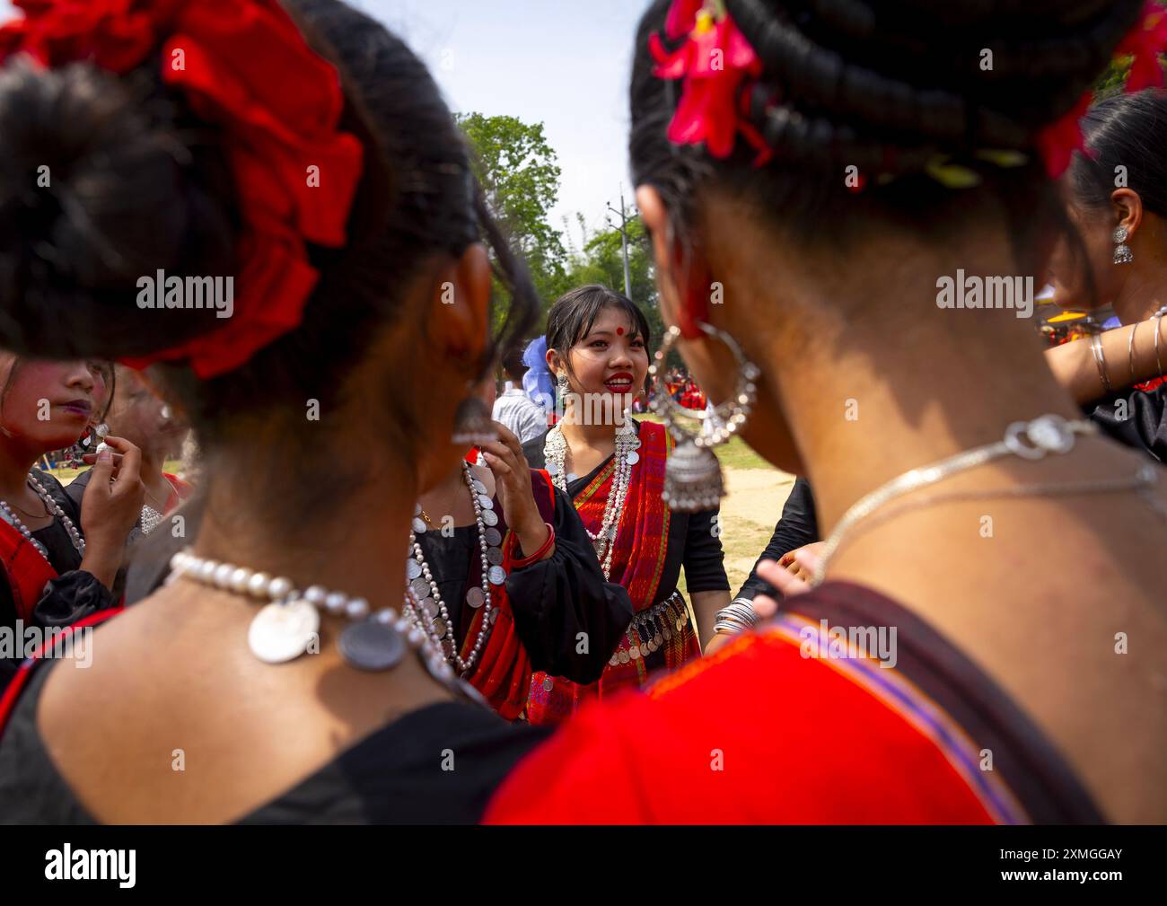 Chakma women in traditional clothing celebrating Biju festival ...