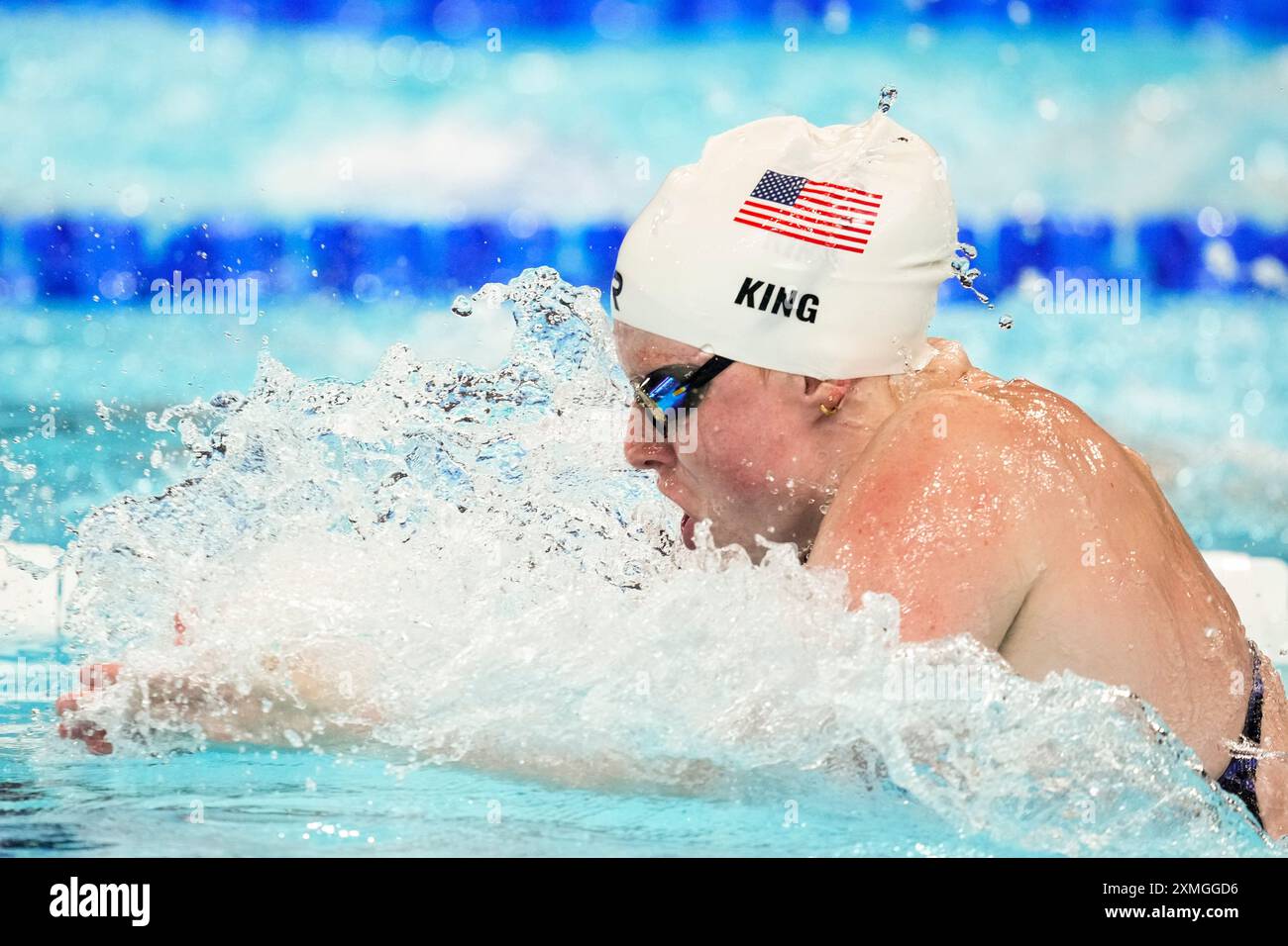 Lilly King, of the United States, competes during a heat in the women's ...
